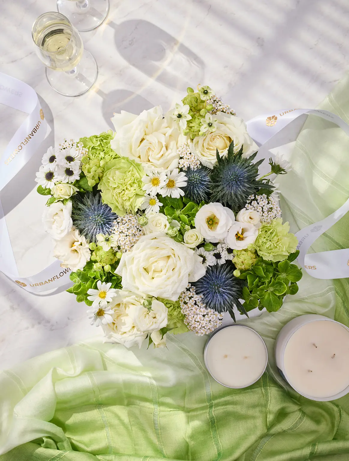 Morning Has Broken | White & Green Flower Box | UrbanFlowers Bangkok